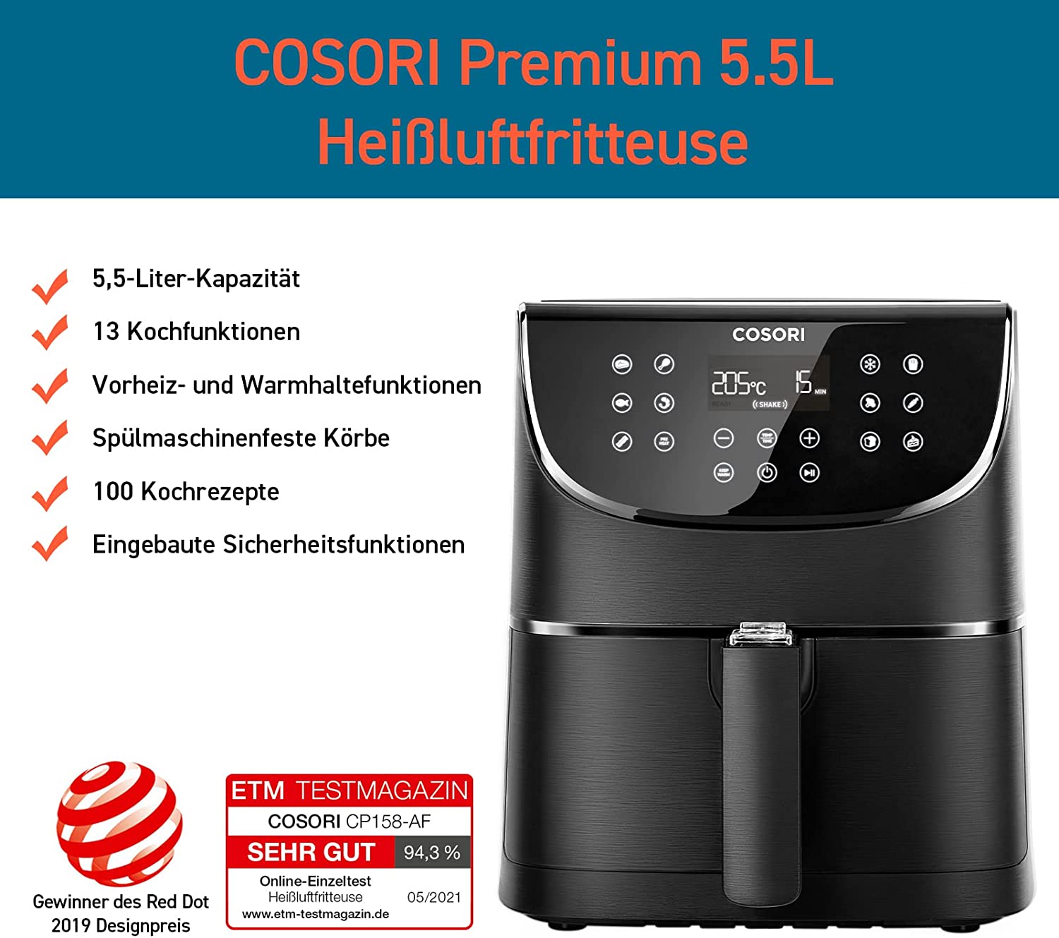 Cosori Heissluftfritteuse 5 5l Xxl Test